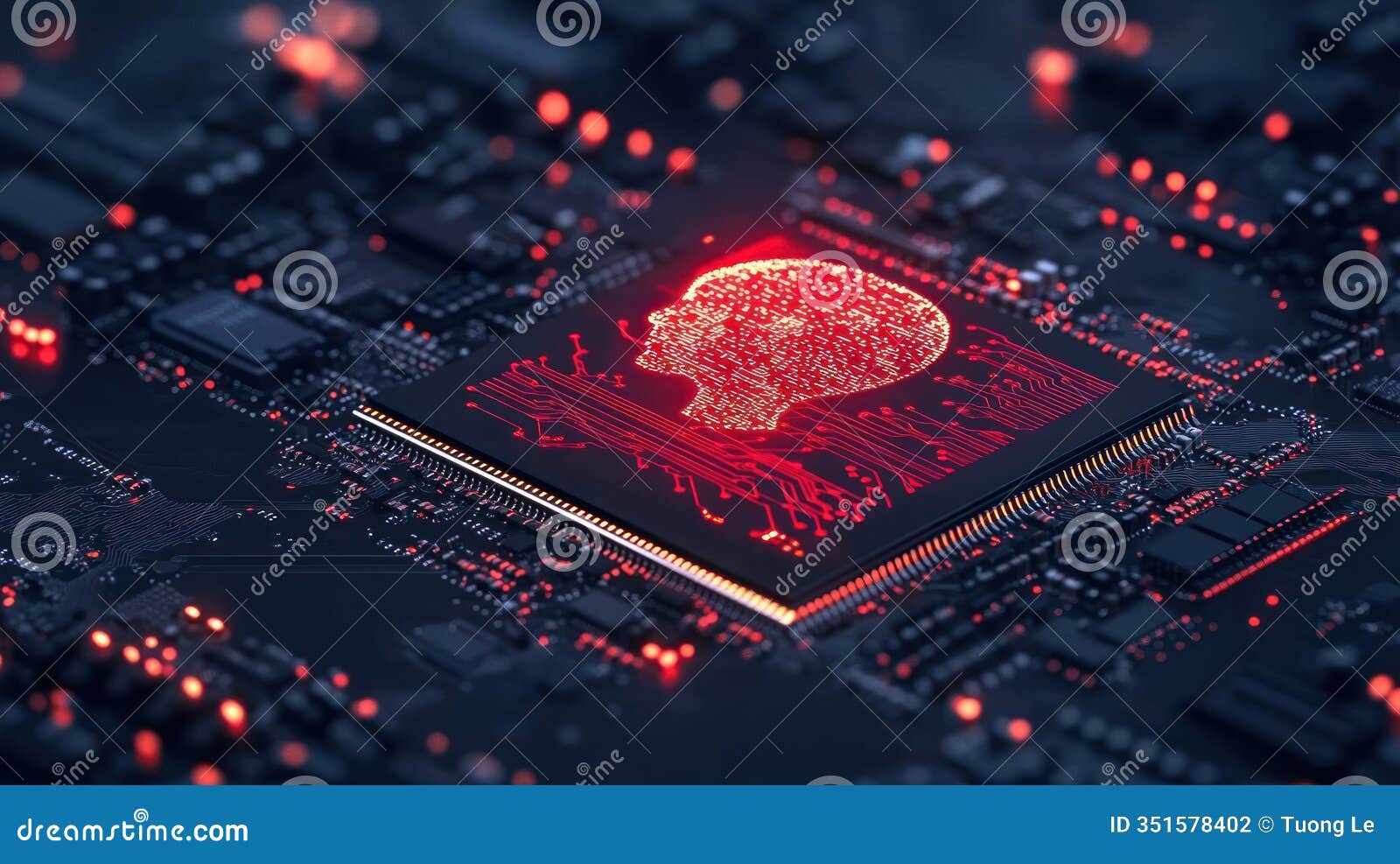 Virtual Chip with Artificial Intelligence on Glowing Motherboard ...