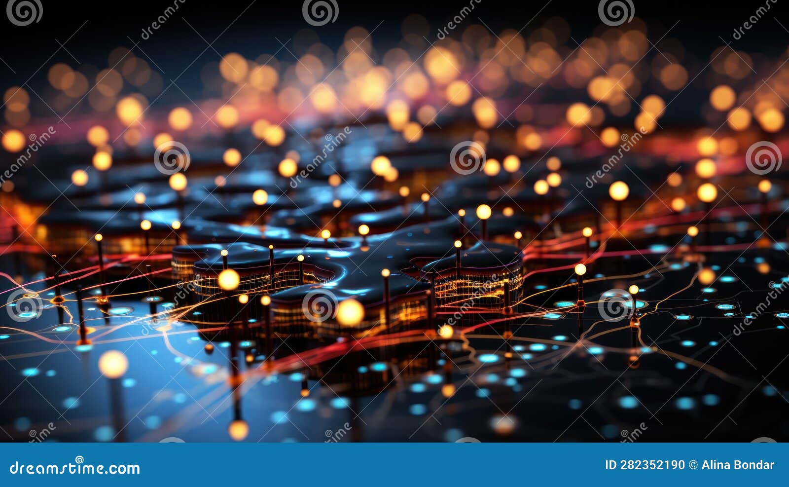 A Virtual Circuit Diagram Depiction in an Abstract Image. Thin Lines ...