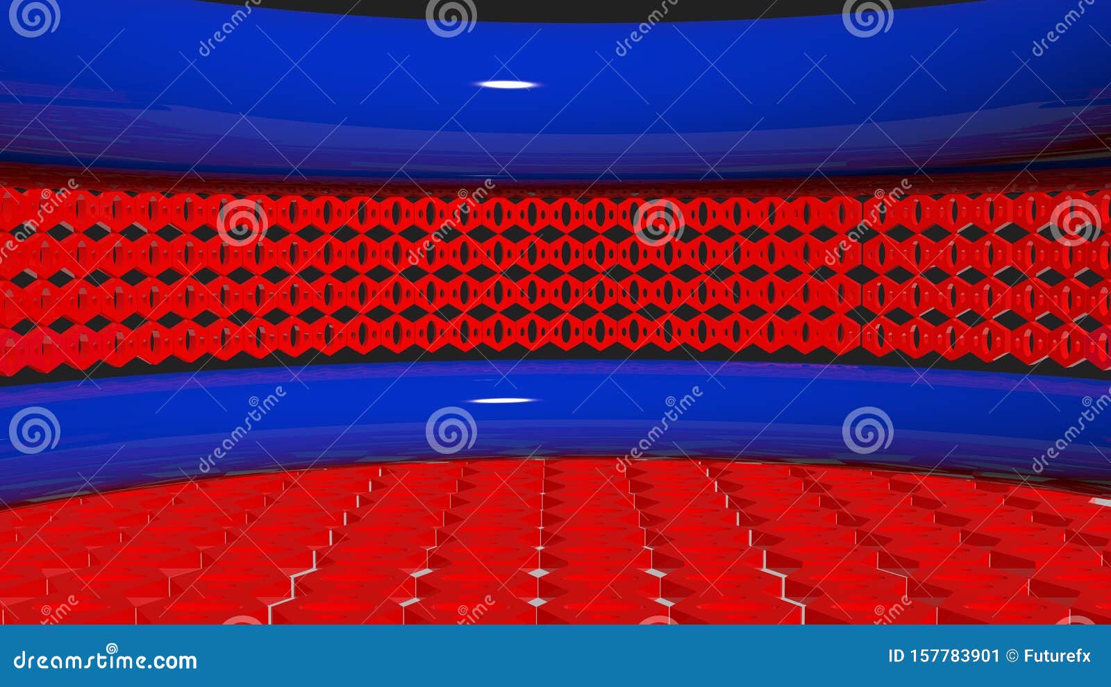 Virtual Circular Stage with Glossy Tubes and Patterns Stock ...