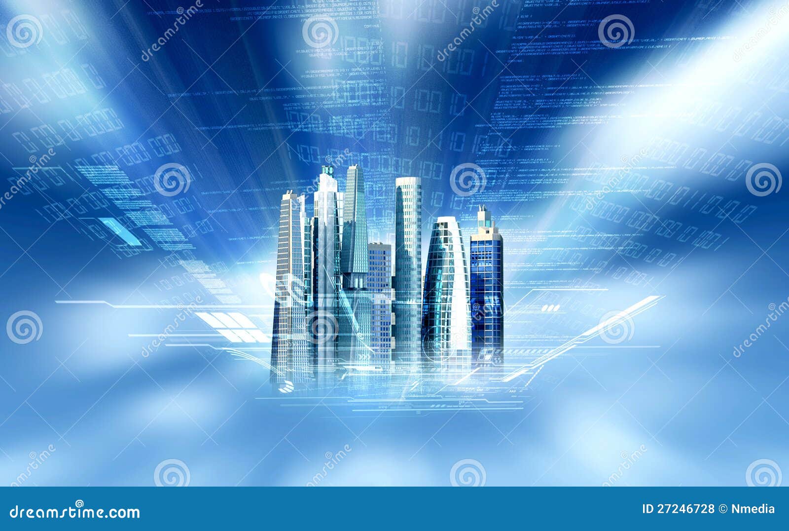 Virtual city concept stock illustration. Illustration of digital - 27246728