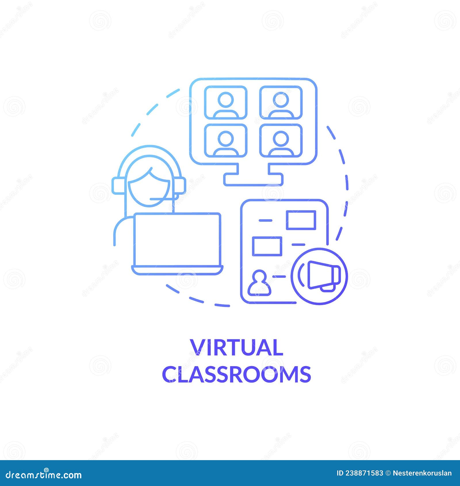Virtual Classroom Blue Gradient Concept Icon Stock Vector ...