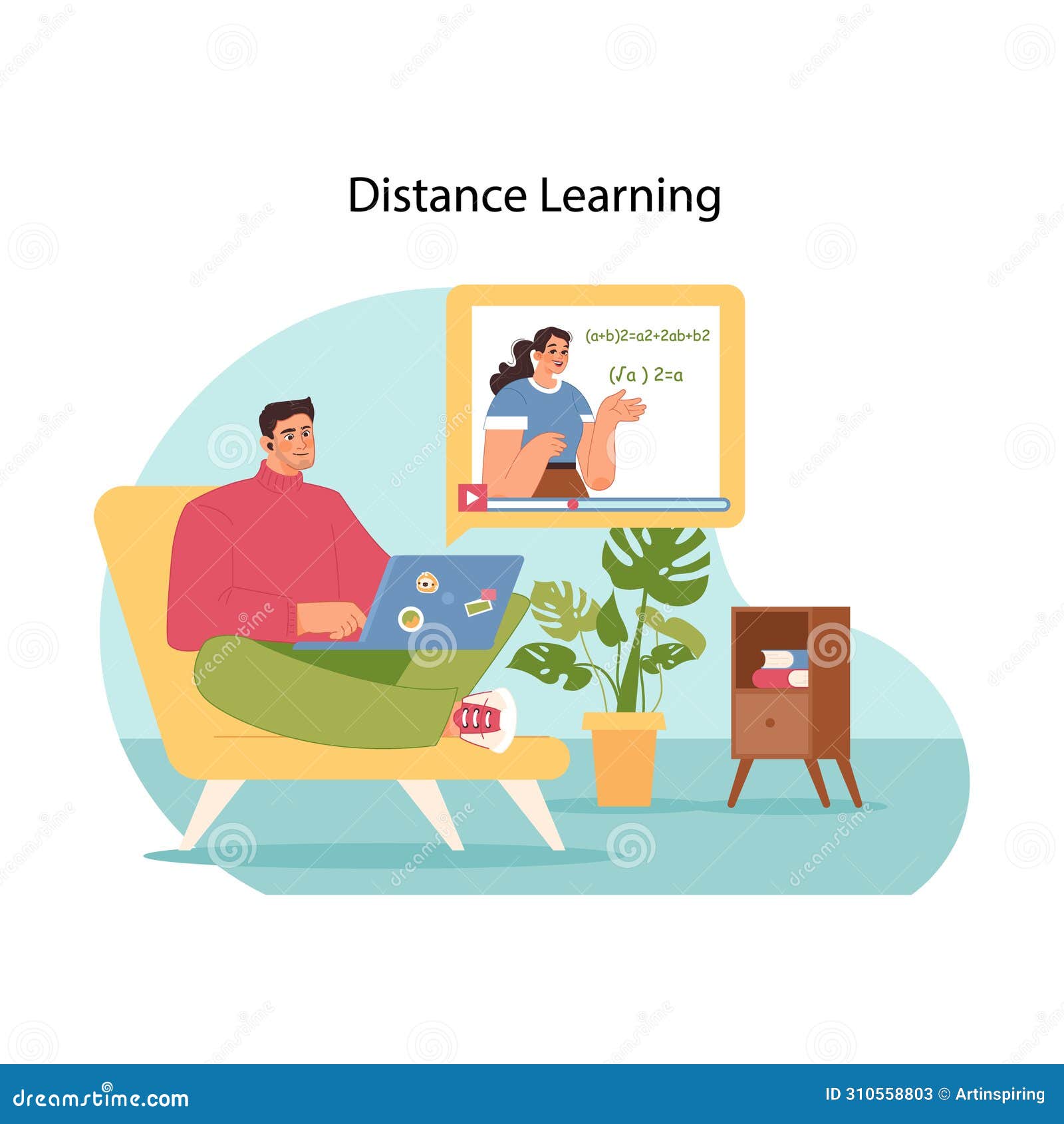 Virtual Classroom Concept. Flat Vector Illustration Stock Illustration ...