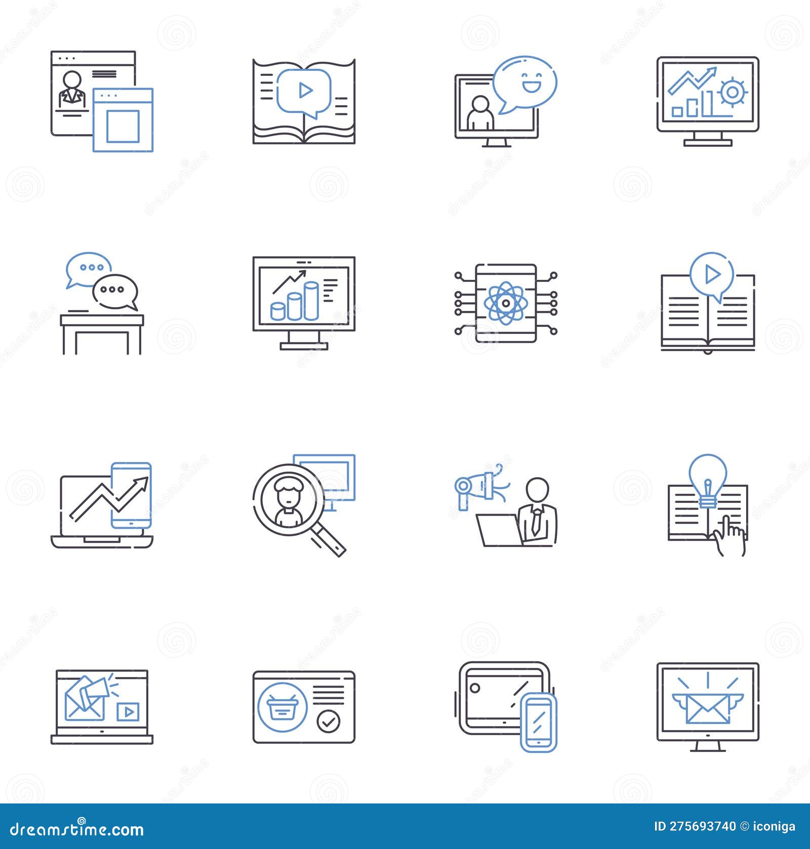 Virtual Classrooms Line Icons Collection. Interactivity, Engagement ...