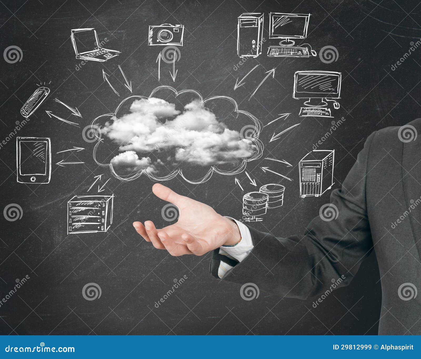 Virtual Cloud Network Concept Stock Image - Image of notebook ...