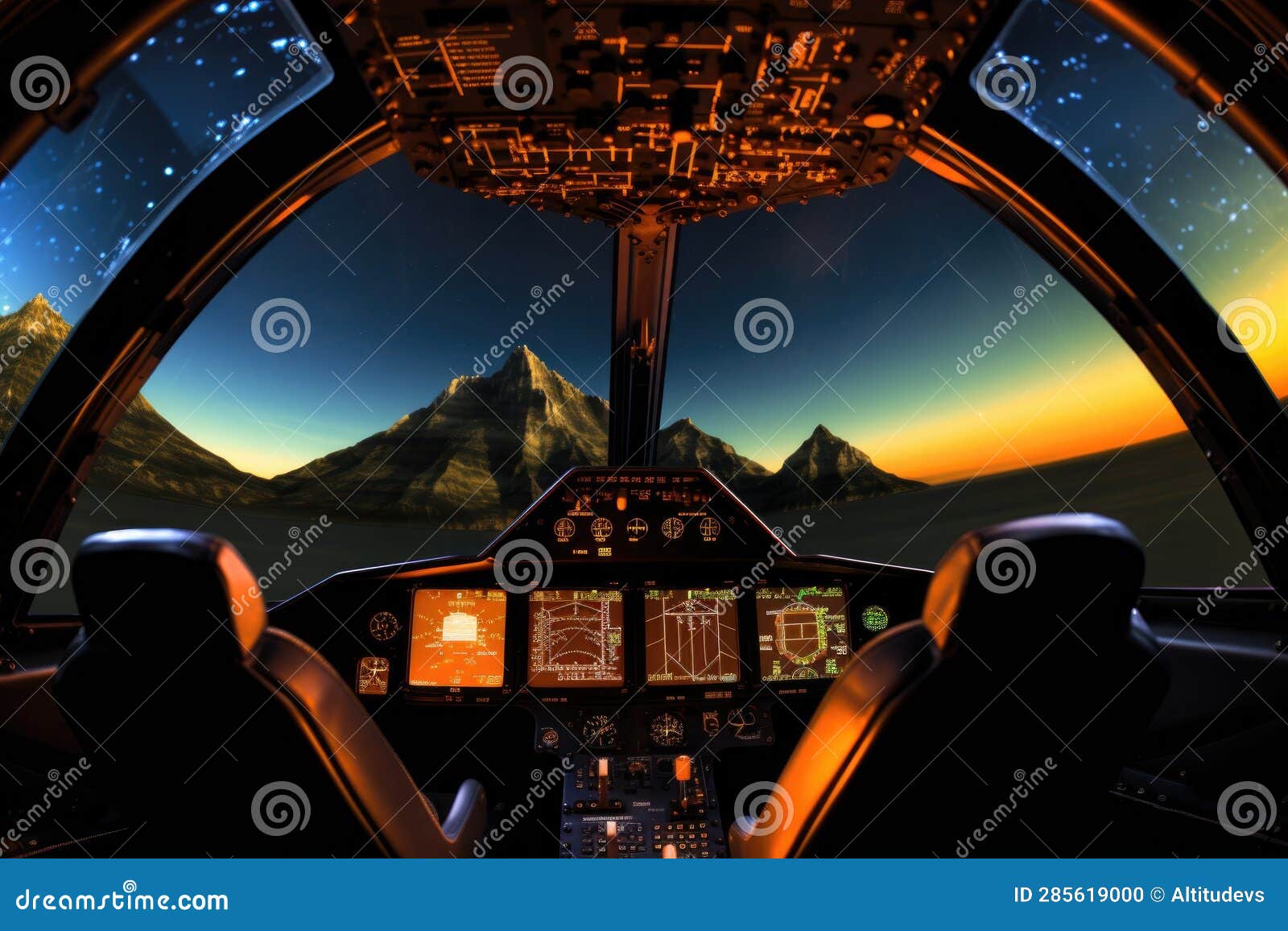 Virtual Cockpit of Future Supersonic Transport Stock Illustration ...