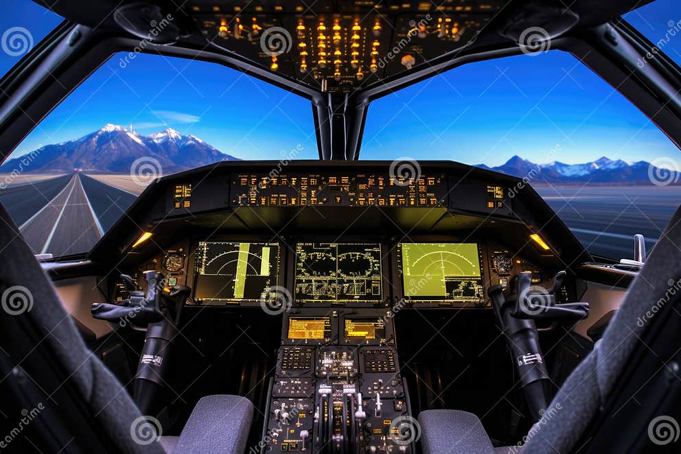 Virtual Cockpit of Future Supersonic Transport Stock Photo - Image of ...