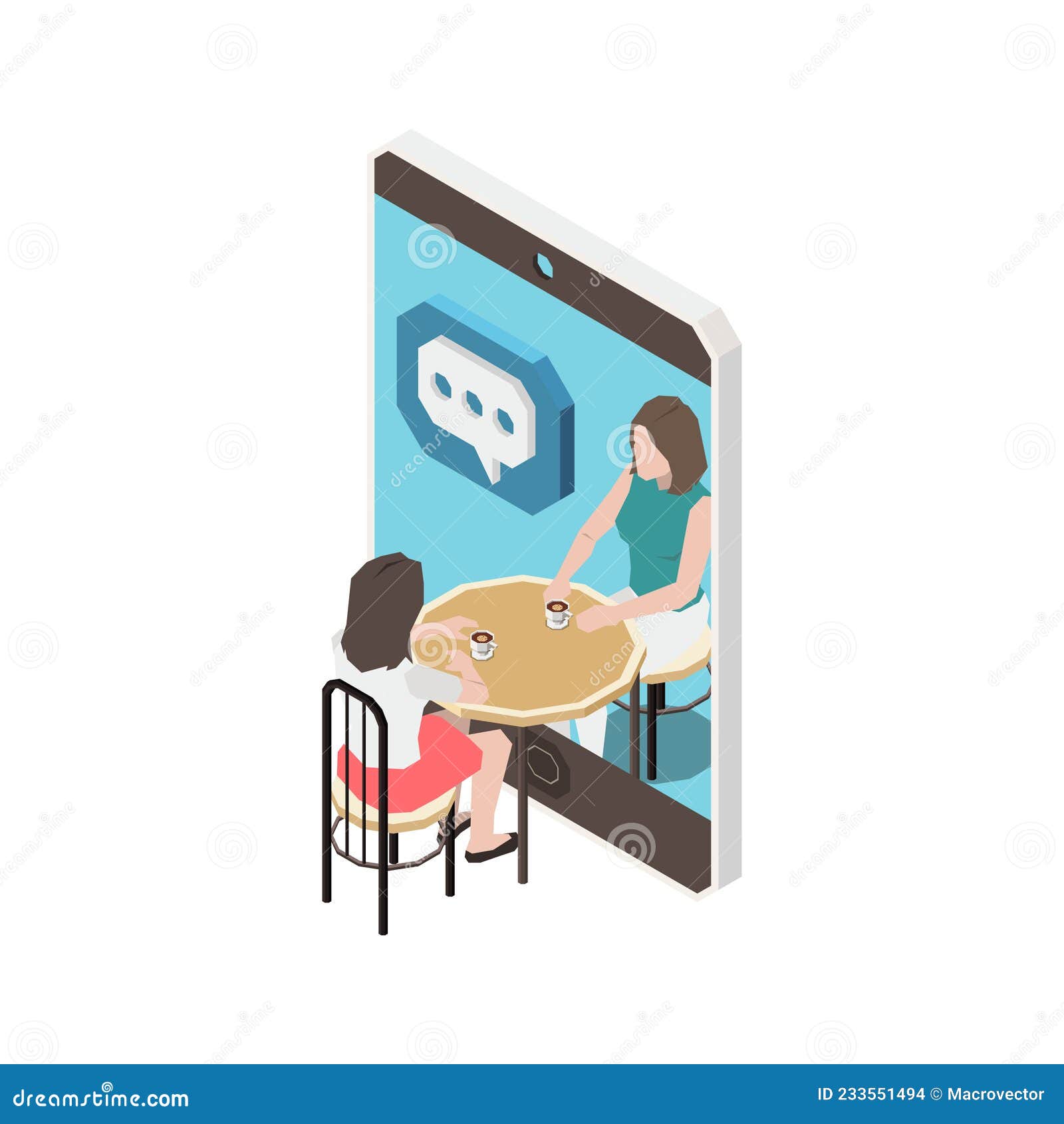 Virtual Coffee Talk Composition Stock Vector - Illustration of dialog ...