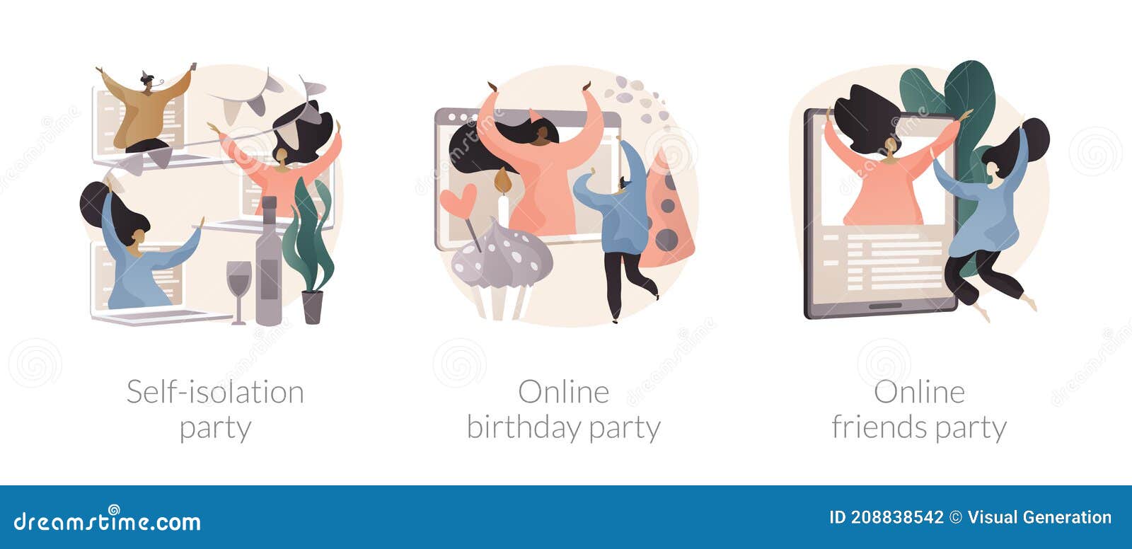 Virtual Communication Abstract Concept Vector Illustrations. Stock ...