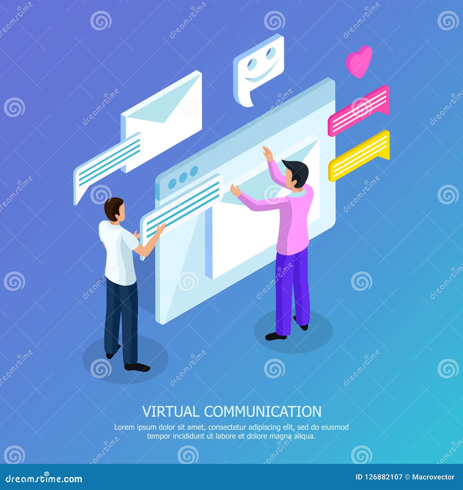 Virtual Communication Isometric Background Stock Vector - Illustration ...