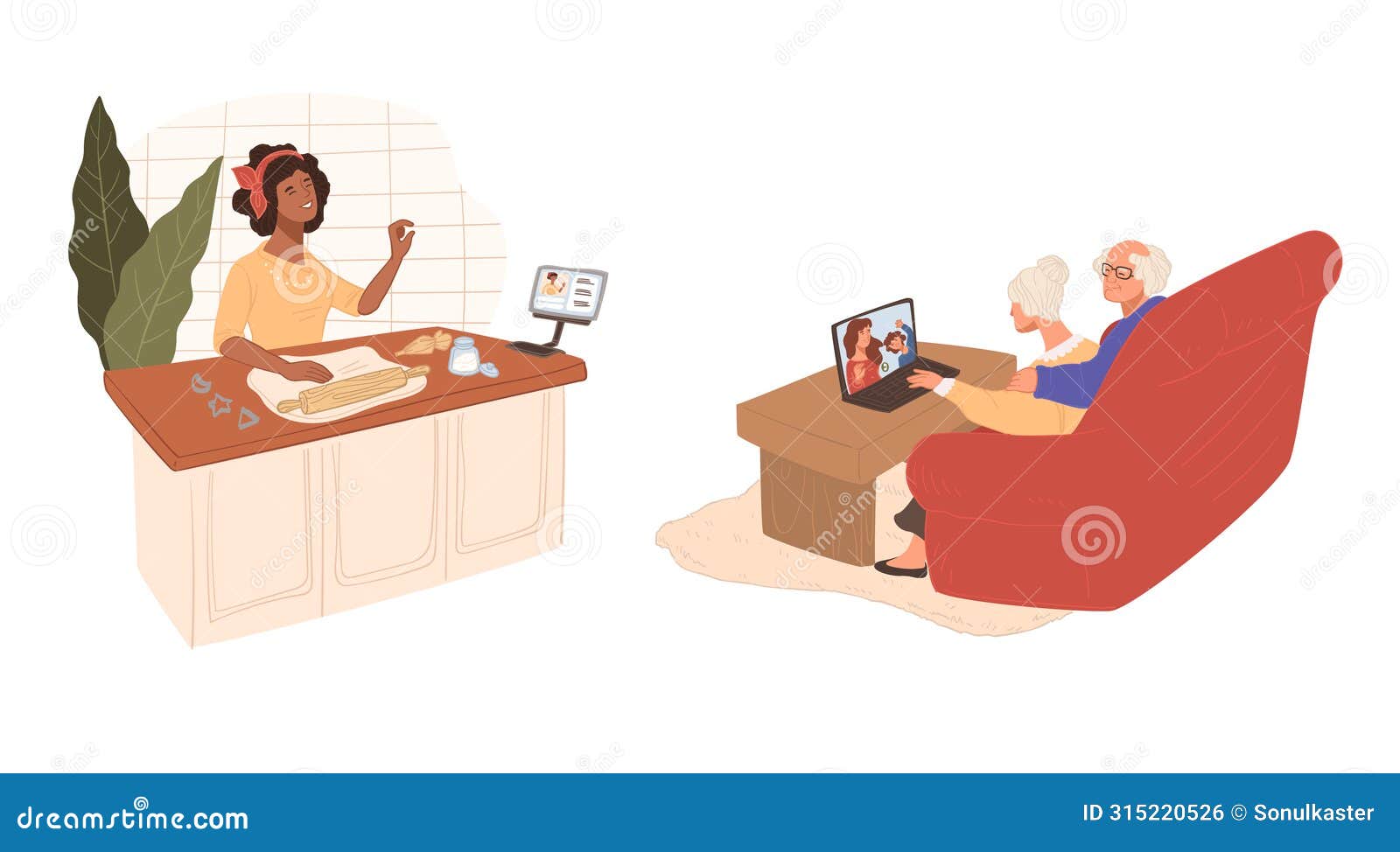 Virtual Communication Vector Illustration Stock Illustration ...