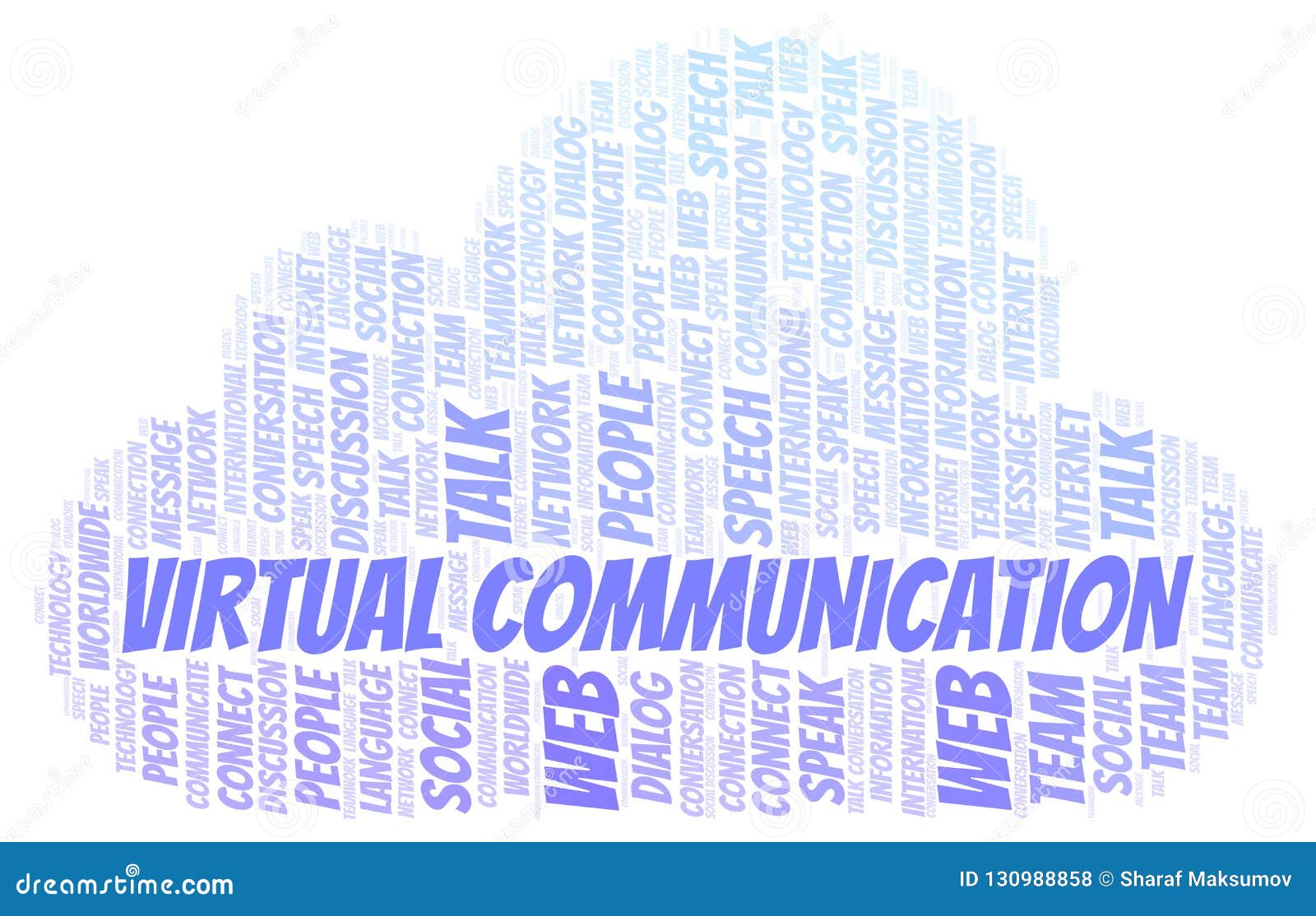 Virtual Communication Word Cloud. Stock Illustration - Illustration of ...
