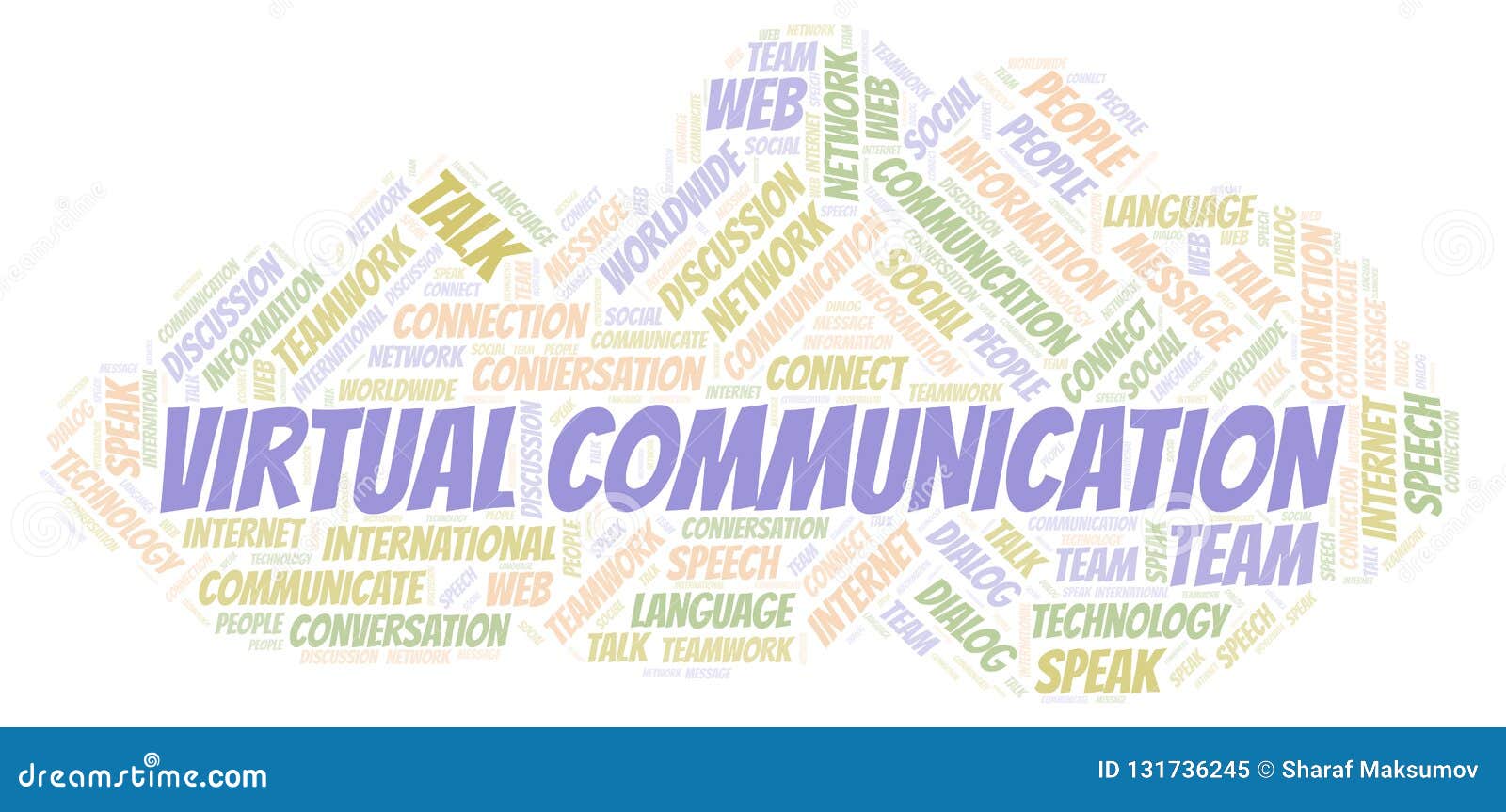 Virtual Communication Word Cloud. Wordcloud Made with Text only Stock ...