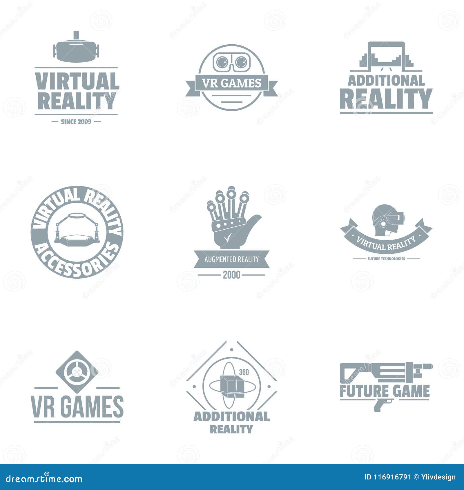 Virtual Computer Logo Set, Simple Style Stock Vector - Illustration of ...