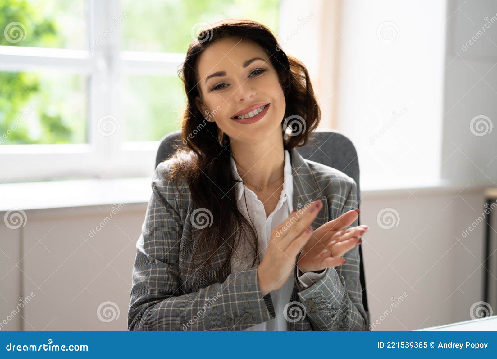Virtual Conference Call Chat in Office Stock Image - Image of interview ...