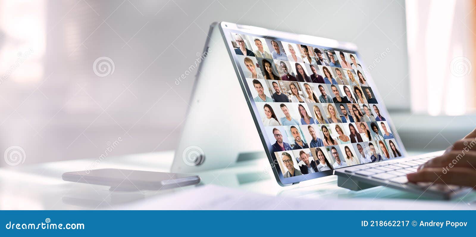 Virtual Conference Call stock image. Image of screen - 218662217