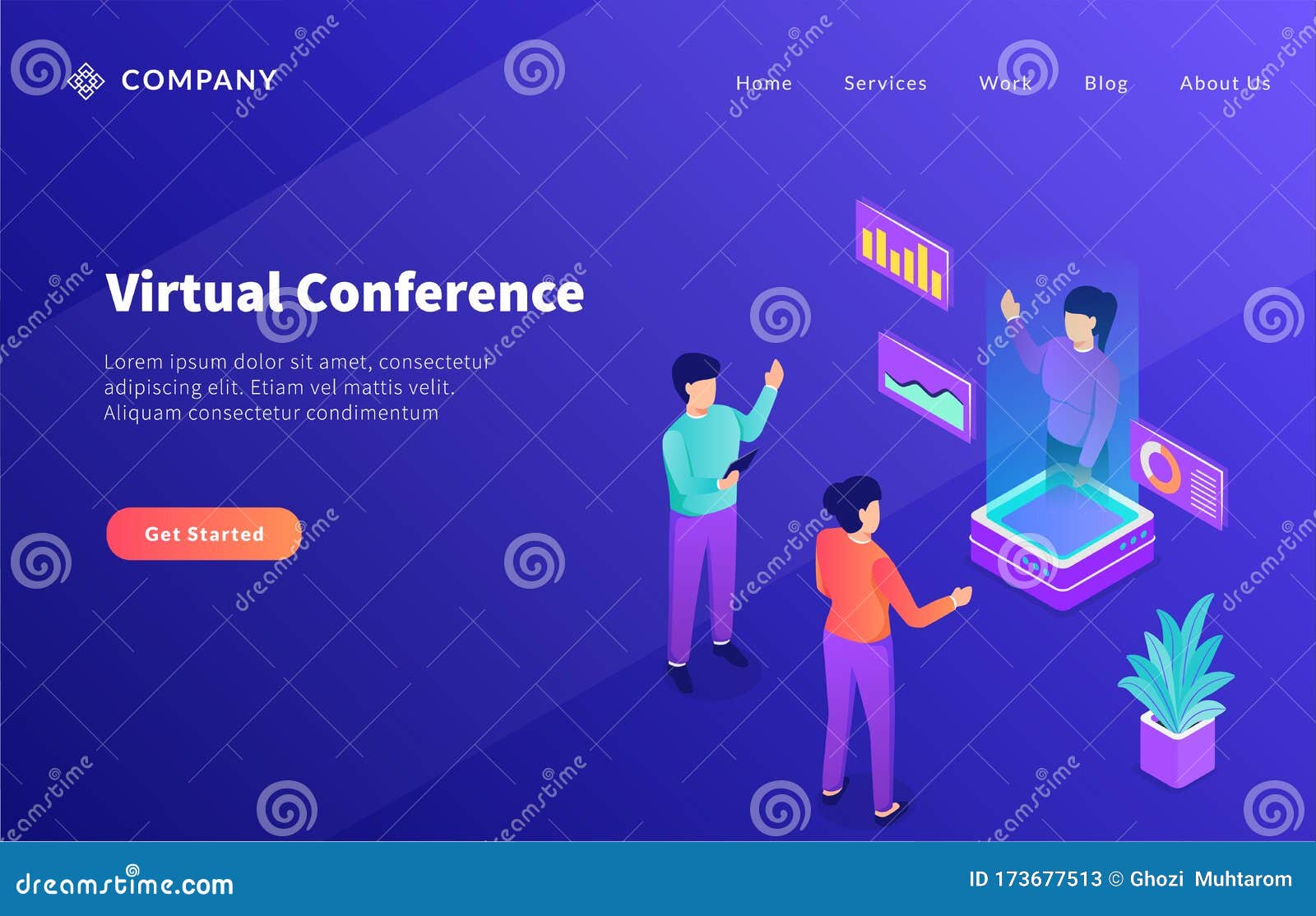 Virtual Conference with Hologram Technology Future for Website Template ...