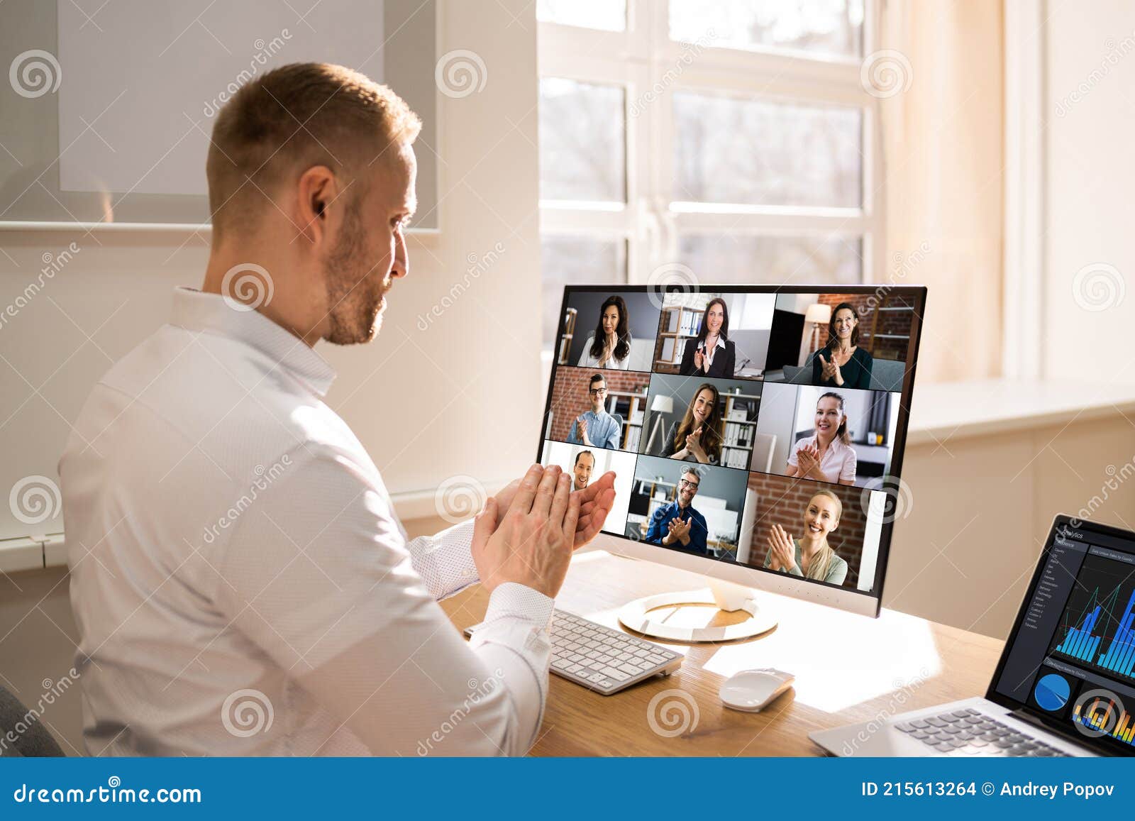 Virtual Conference Meeting Interview Stock Photo - Image of online ...