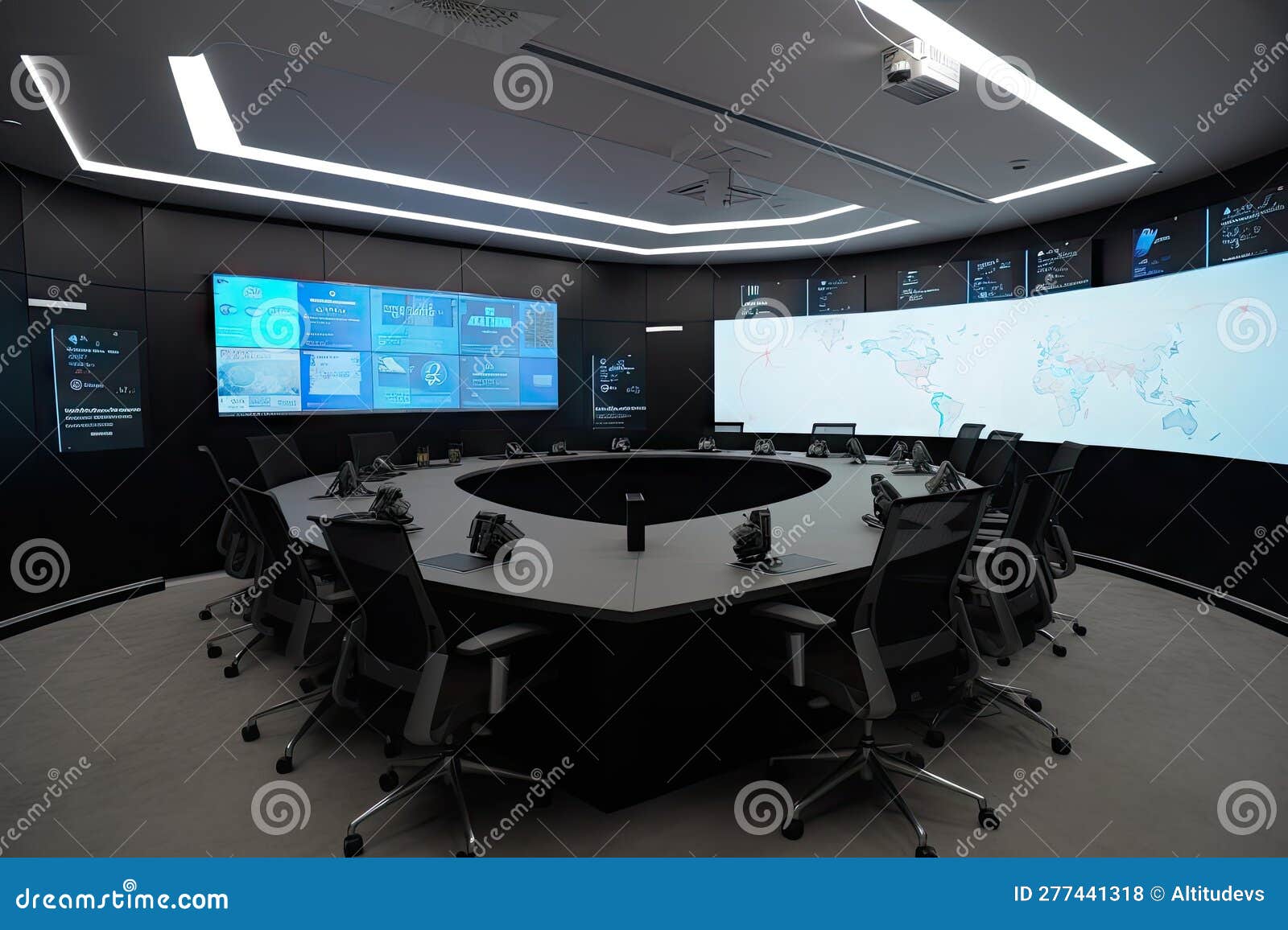 Virtual Conference Room with Large Screen and Presenter Controls, Ready ...