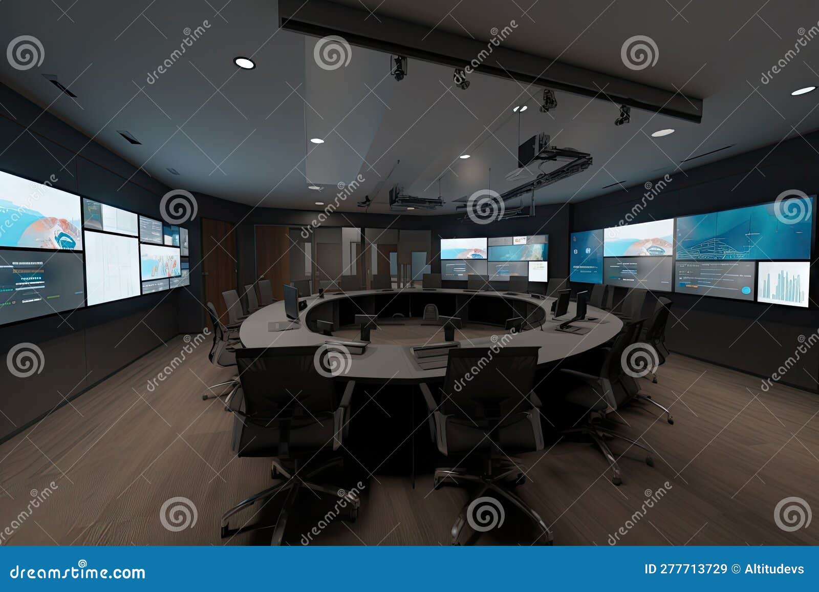 Virtual Conference Room with Multiple Screens, Projectors and Speakers ...