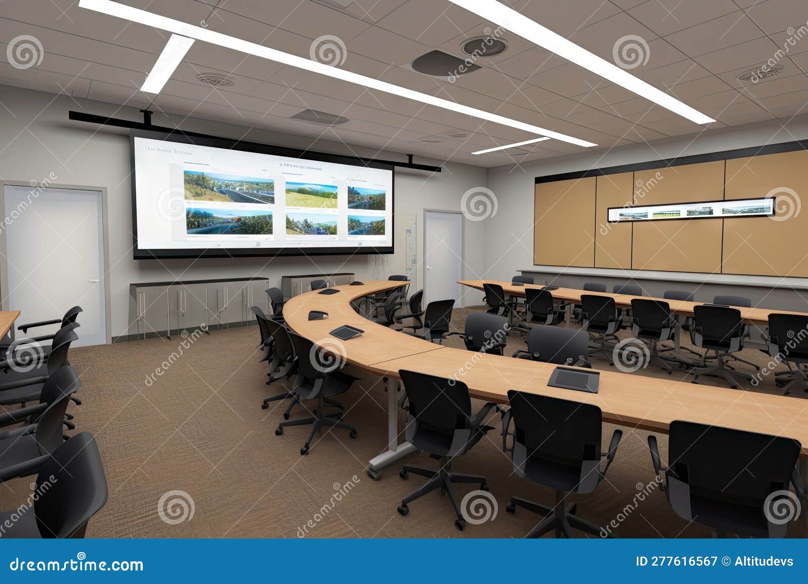 Virtual Conference Room, with Screens and Projectors for Presenting ...