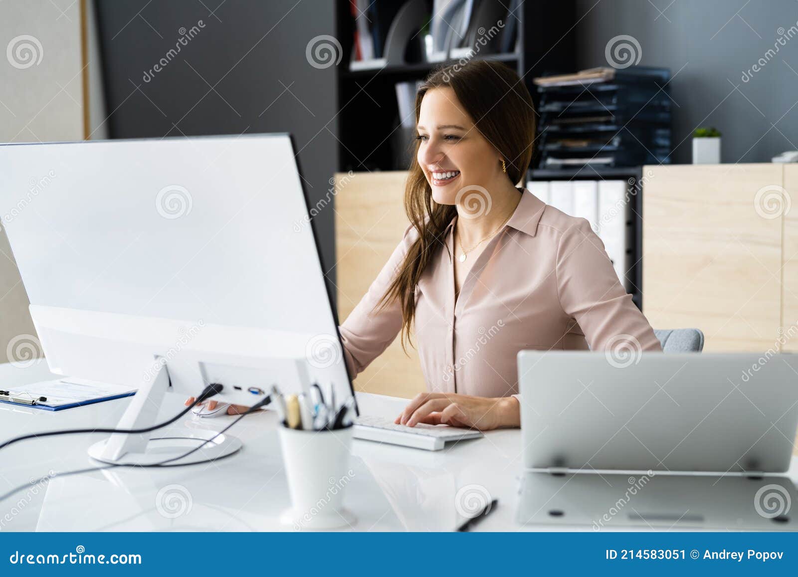 Virtual Conference Video Learning Call Meeting Stock Image - Image of ...