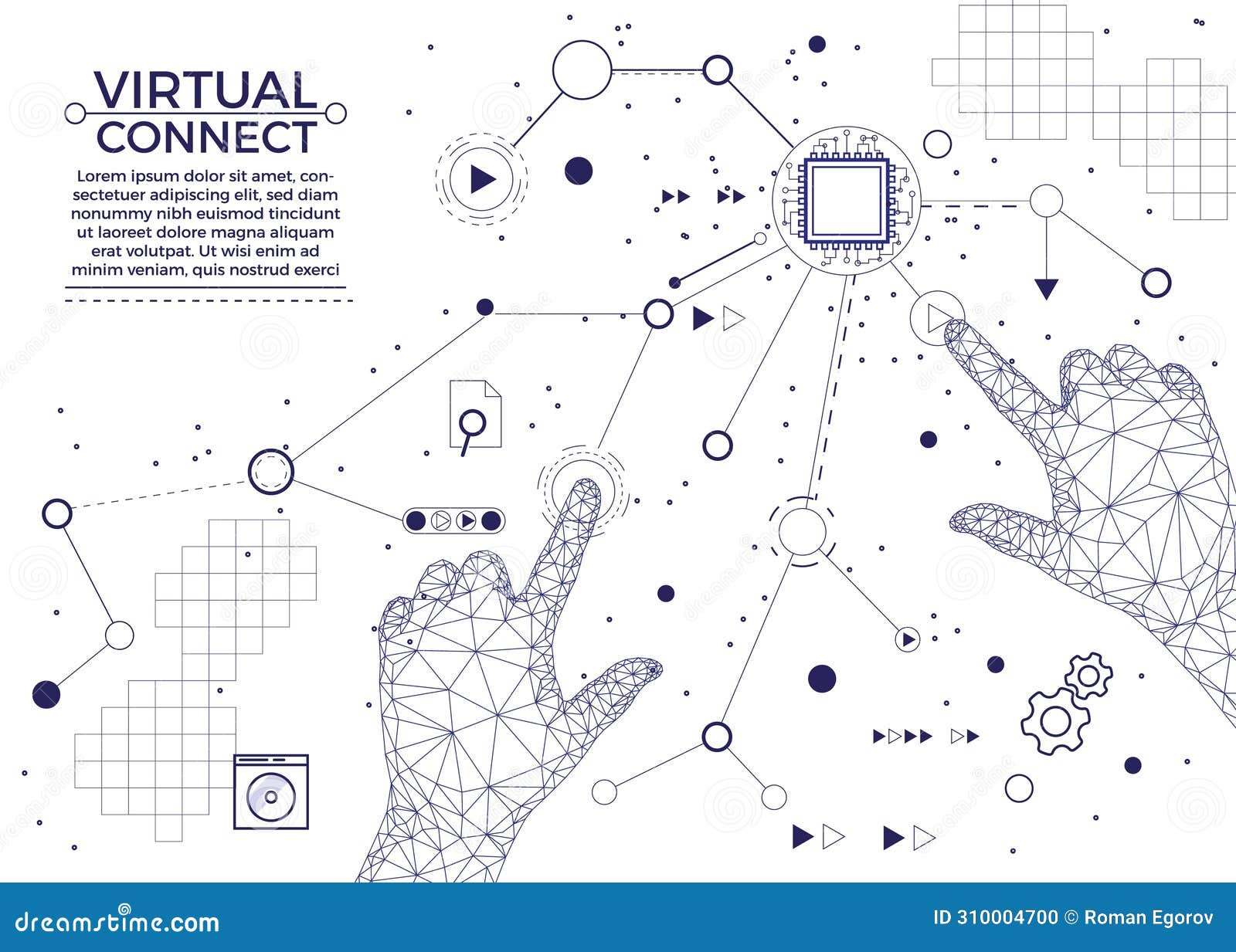Virtual Connect. Concept. Future Robot Hands. Internet Business ...
