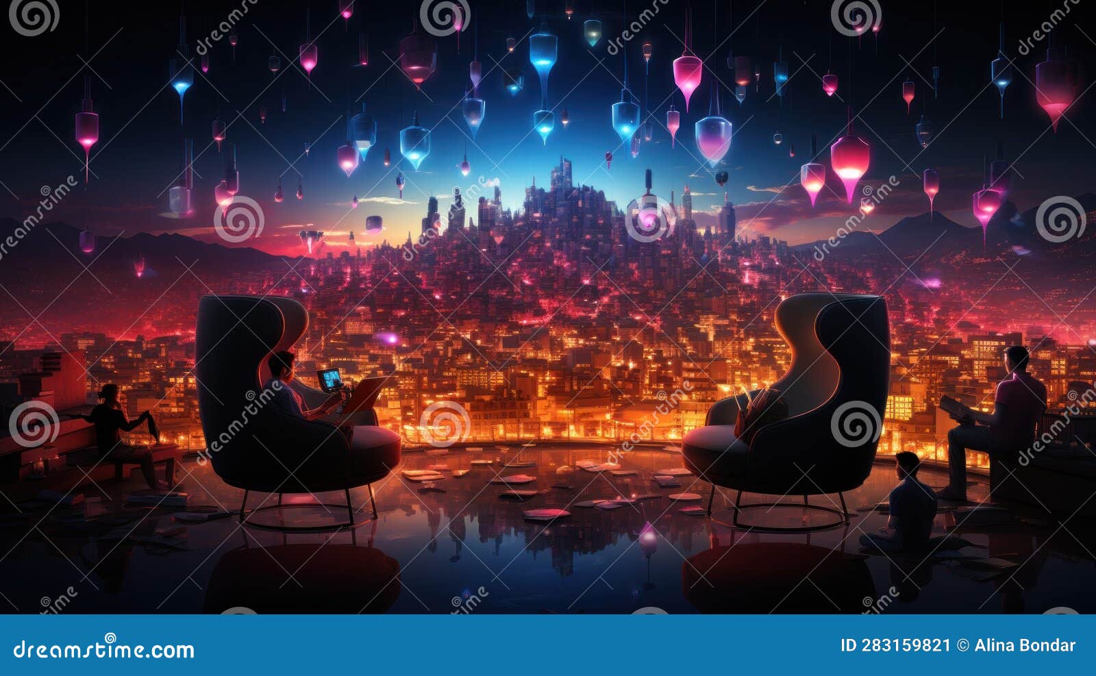 Virtual Conversation Hub Created with Generative AI Stock Illustration ...