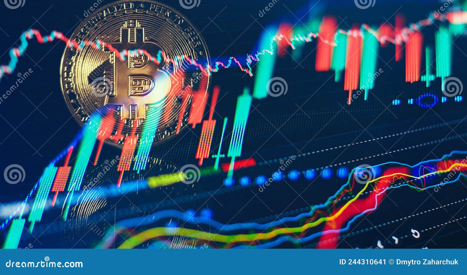 Virtual Cryptocurrency Concept. Bitcoin Cryptocurrency with Colorfull ...