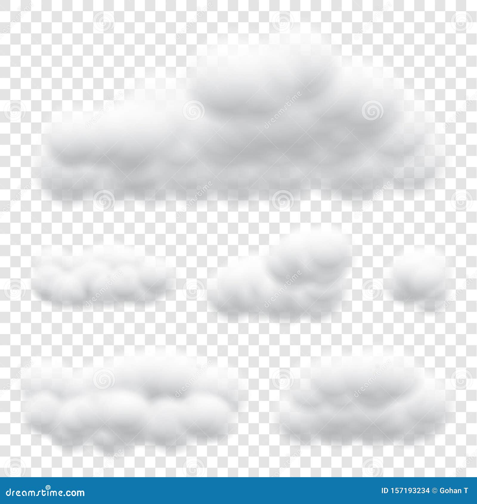 Virtual Cumulus Clouds Vectors Isolated on Transparency Background ...