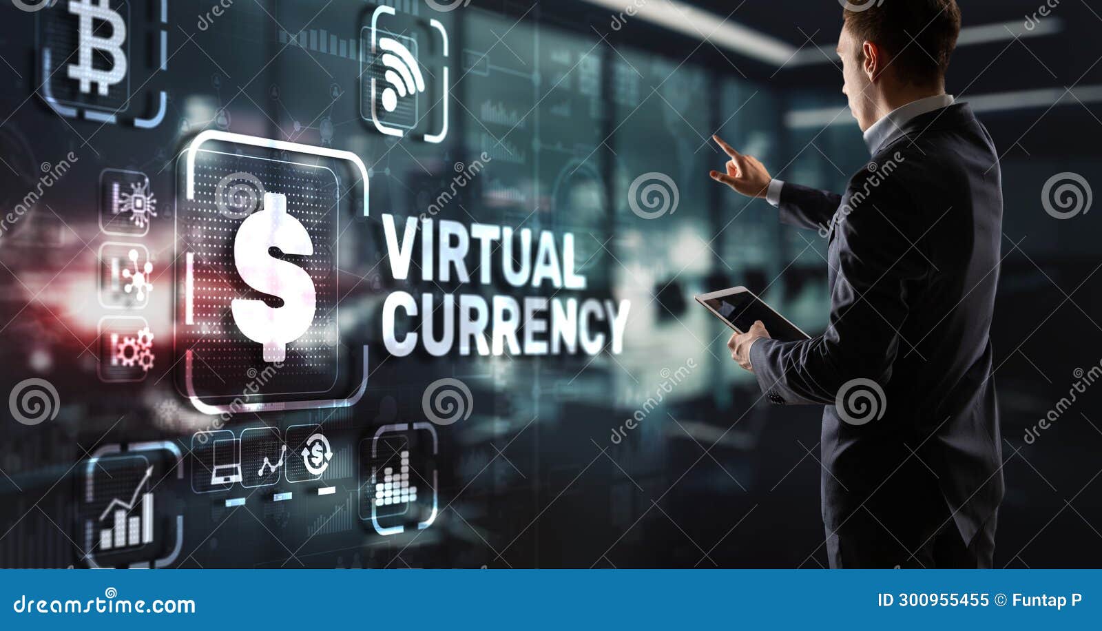 Virtual Currency Exchange Investment Concept. Financial Technology ...