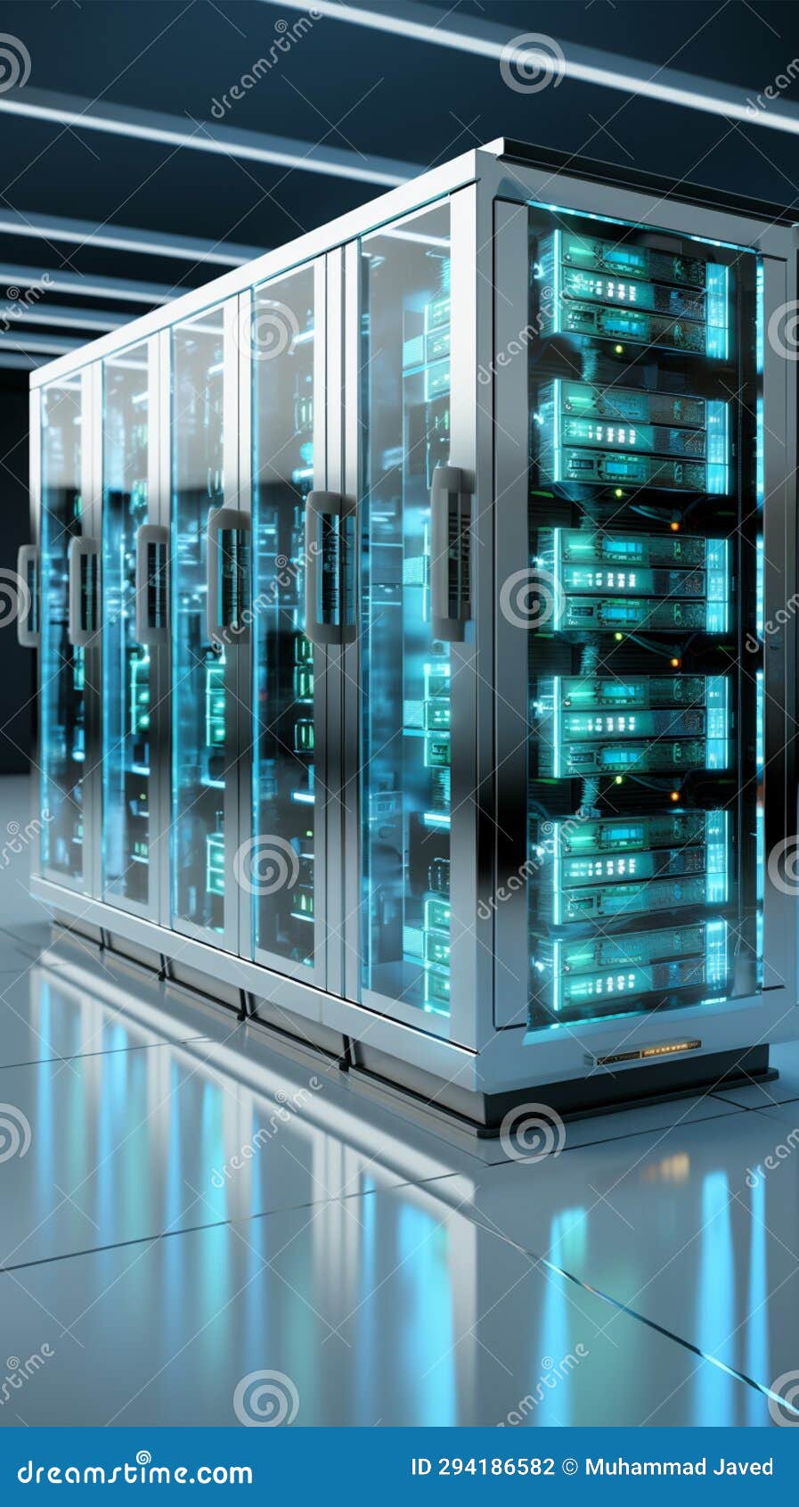 Virtual 3D Depiction White Server Center Housing Computer Storage ...