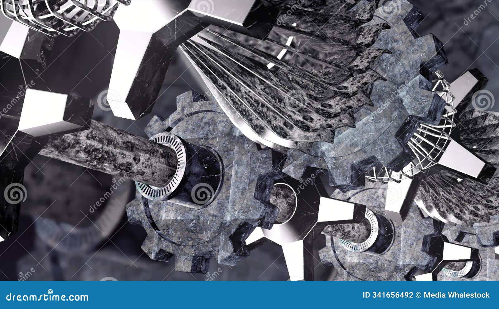 Virtual 3d Engine. Motion. Moving 3d Mechanism with Gears and Pipes ...