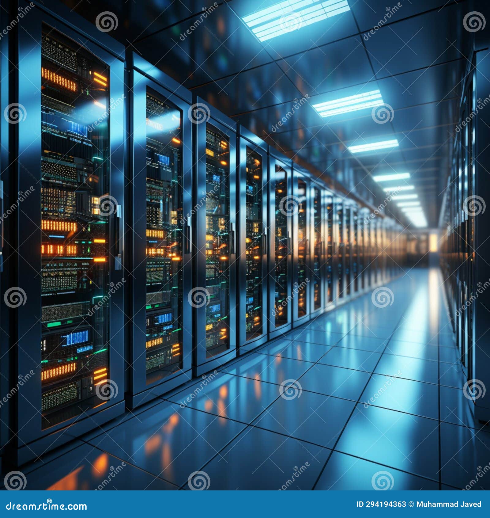 Virtual 3D Rendering of a Server Room with Computer Storage Stock ...