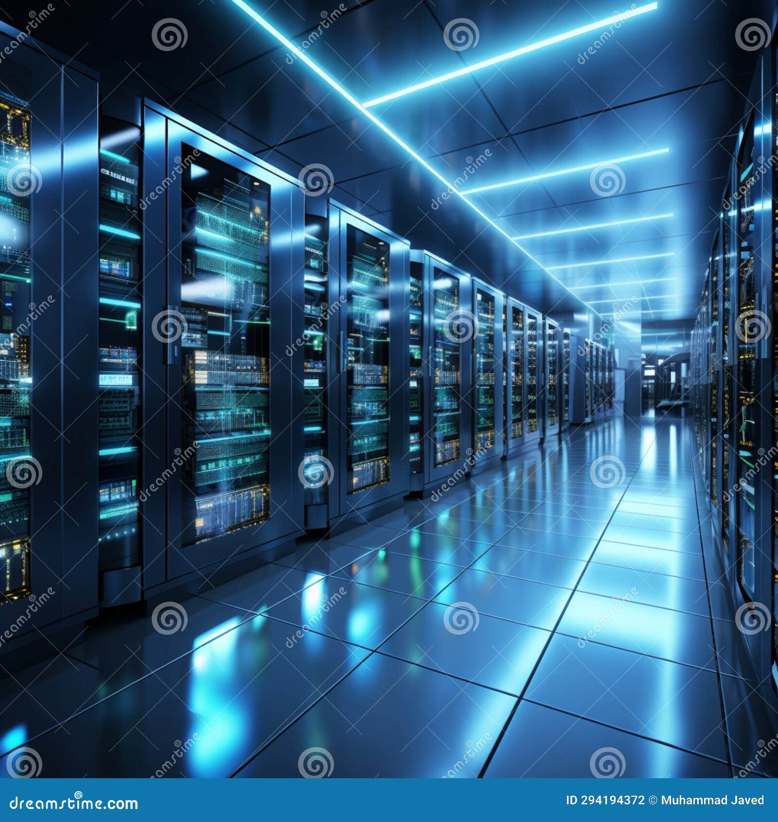 Virtual 3D Rendering of a Server Room with Computer Storage Stock ...
