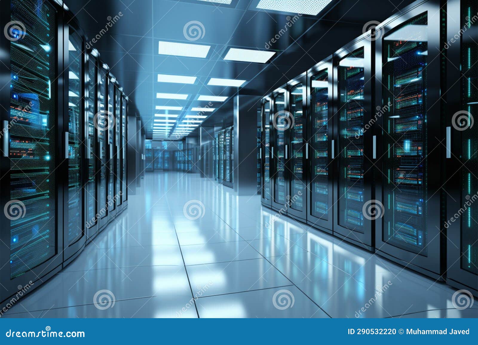 Virtual 3D Rendering of a Server Room with Computer Storage Stock ...