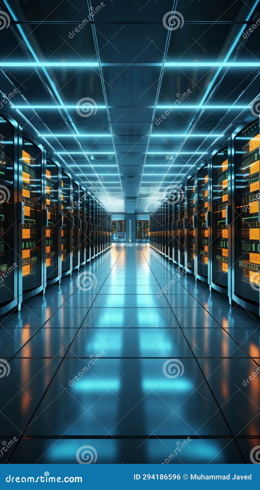 Virtual 3D Rendering of a Server Room with Computer Storage Stock ...