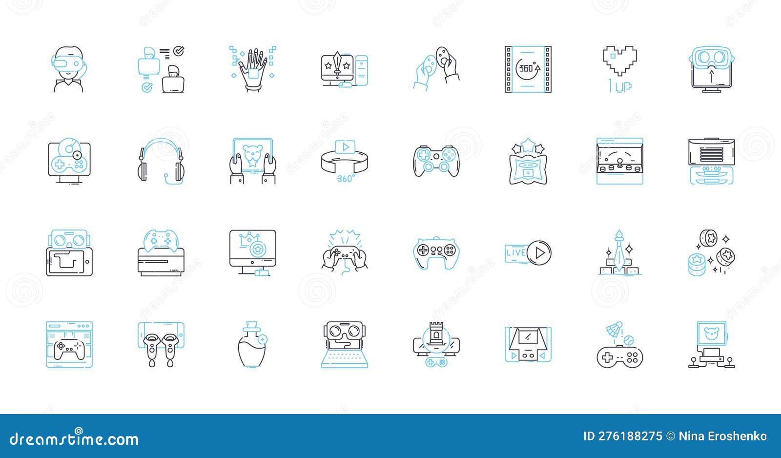 Virtual Design Linear Icons Set Rendering Visualization Modeling Interactivity Simulation