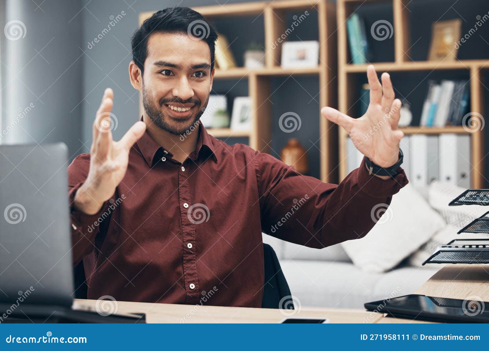 Virtual Design, Office Work and Man Gesture, Vision and Happy Planning ...