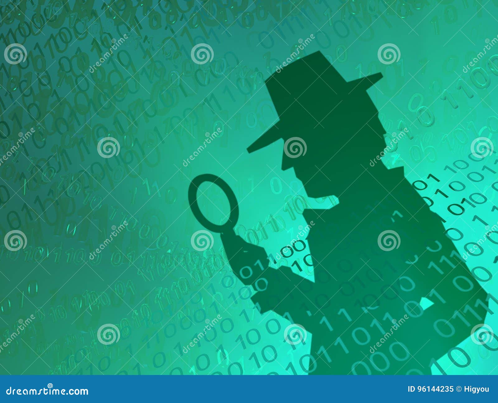 Virtual Detective stock illustration. Illustration of encryption - 96144235