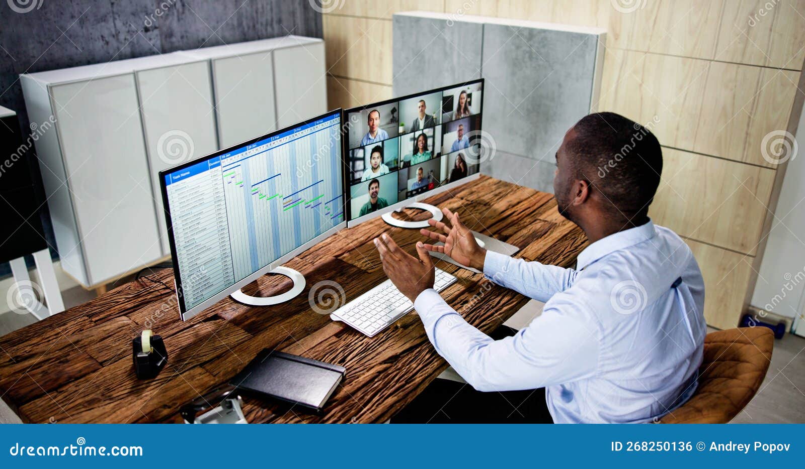 Virtual Diary Conference Webinar on Desktop Monitor Stock Photo - Image ...