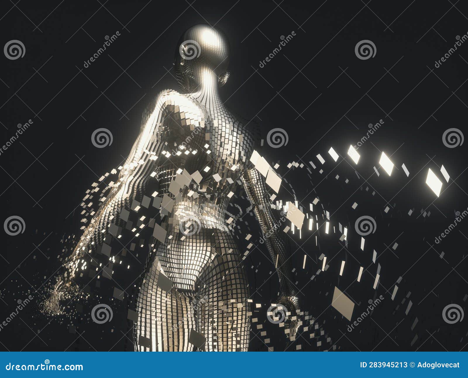 Virtual Digital of Artificial Intelligence (AI). 3d Rendering Stock ...