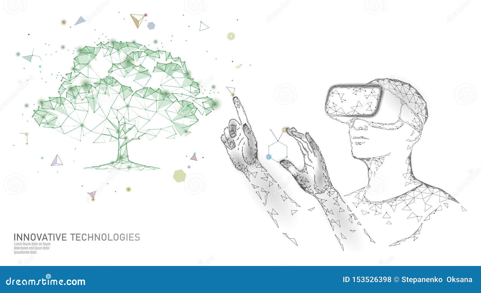 Virtual Digital Biotechnology Tree Engineering Concept. 3D Render VR ...