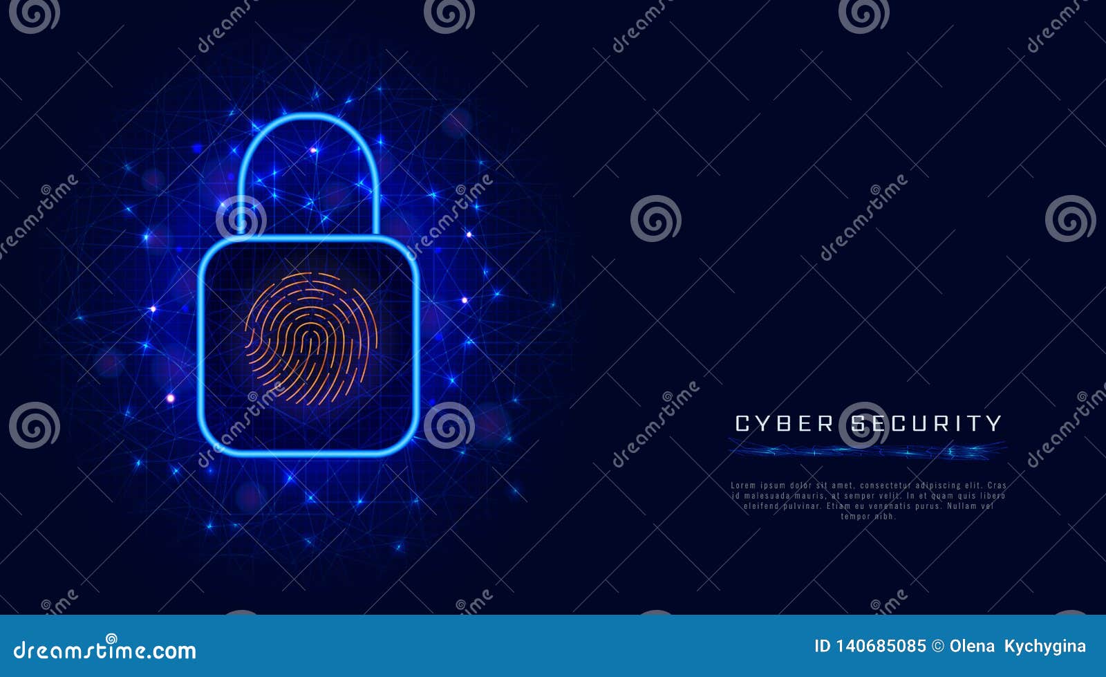 Virtual Or Digital Data Protection By Biometric Fingerprint Scan Cyber Security Concept With