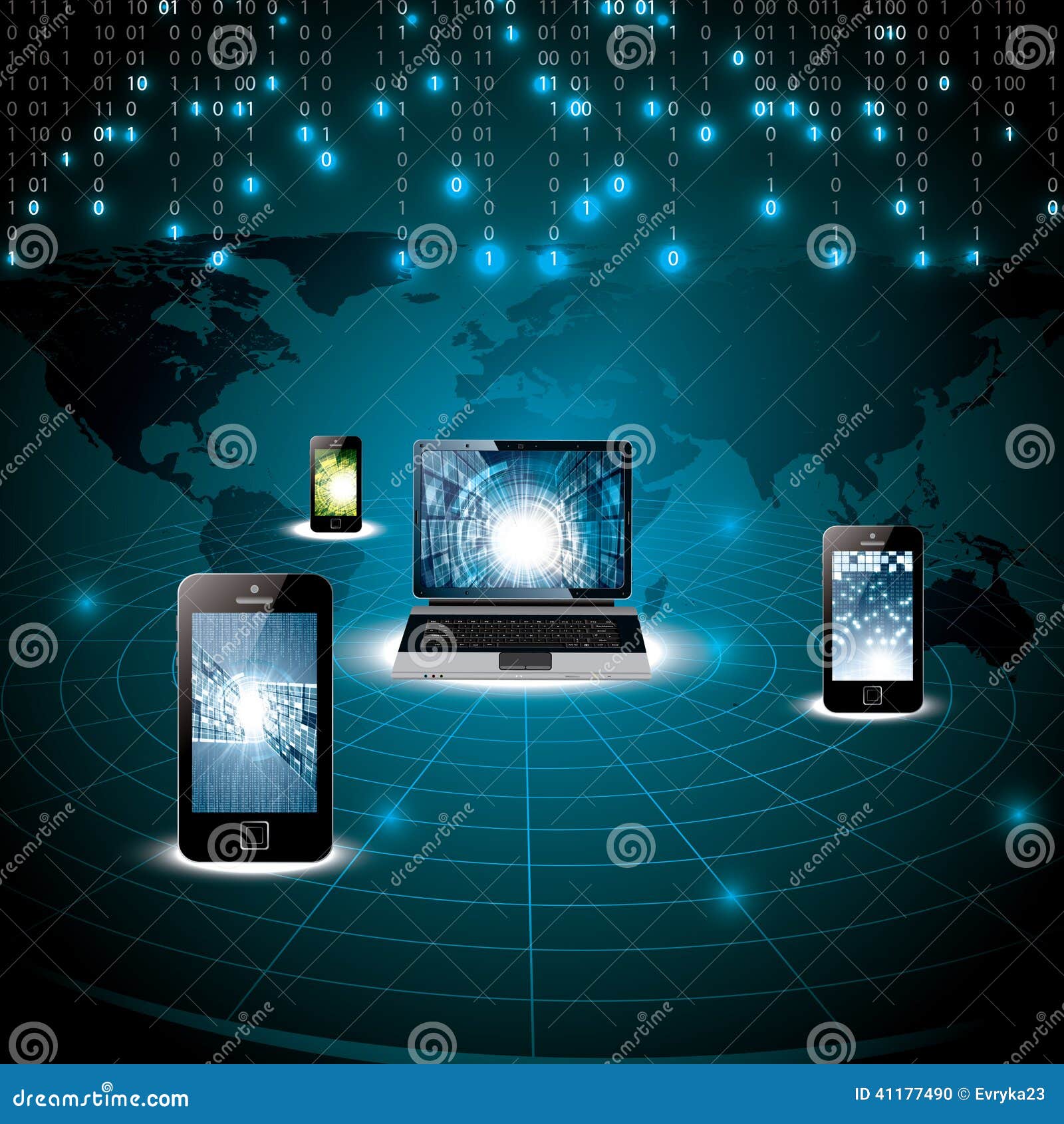 Virtual Digital World Concept Stock Vector - Illustration of message ...