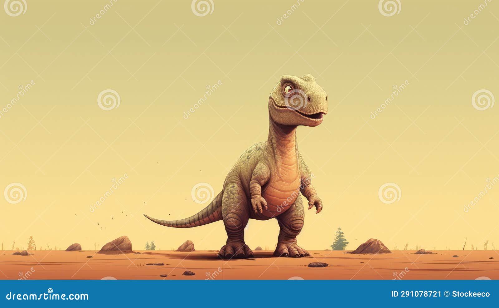 Minimal Dinosaur Illustration in the Desert Stock Illustration ...