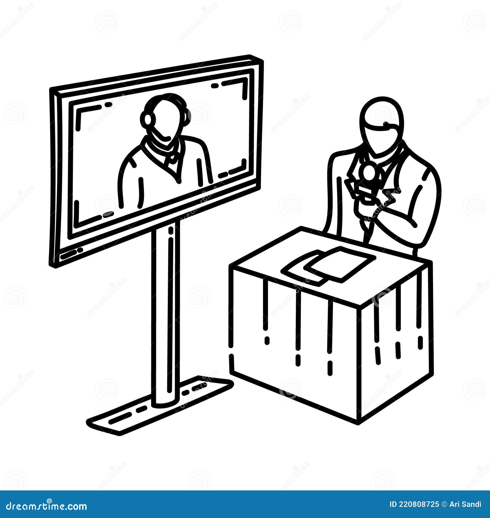 Virtual Discussion Icon. Doodle Hand Drawn or Outline Icon Style Stock ...