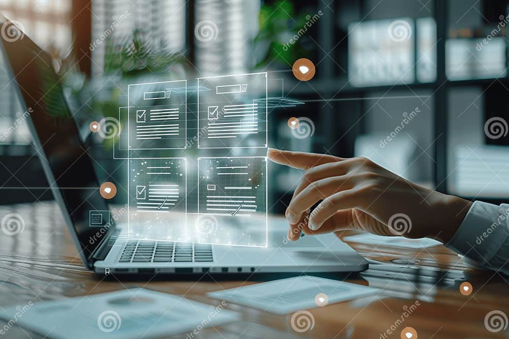 Virtual Document Icon with Check Mark and Textured Paper in Office ...