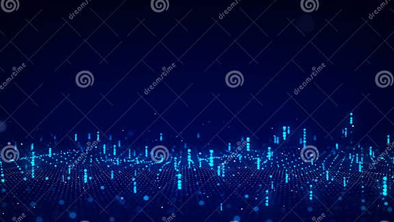 Virtual Dynamic Digital Wave in Cyberspace. Binary Code Data Flow ...