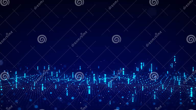 Virtual Dynamic Digital Wave in Cyberspace. Binary Code Data Flow ...