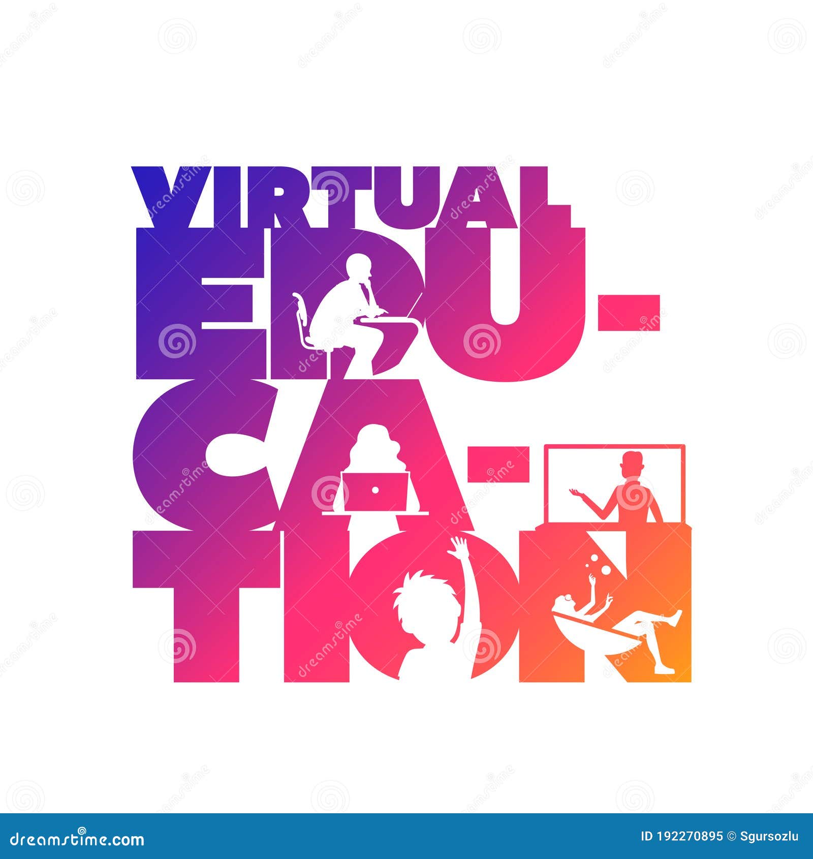 Virtual Education Concept Typographic Design Stock Vector ...